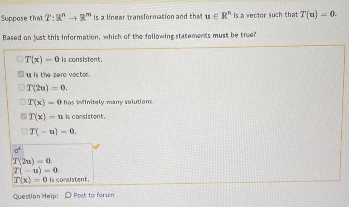 Solved Suppose that T:Rn→Rm is a linear transformation and | Chegg.com