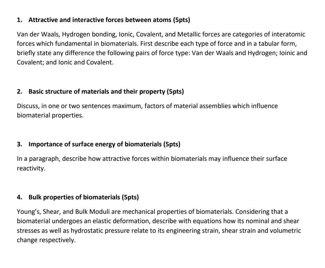 Solved 1. Attractive and interactive forces between atoms | Chegg.com