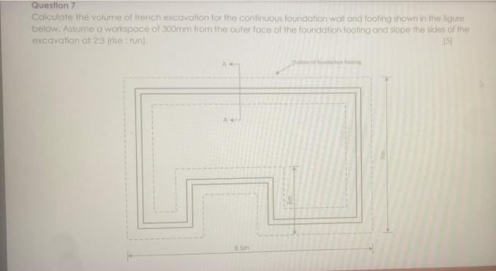 Solved Question 7 Calculate the volume of trench excavation | Chegg.com