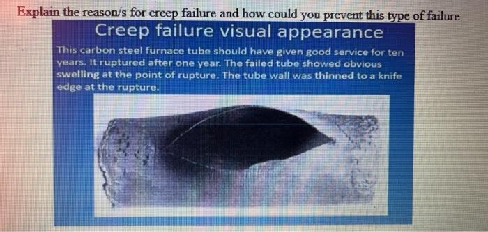 Solved Creep failure visual appearance This carbon steel | Chegg.com