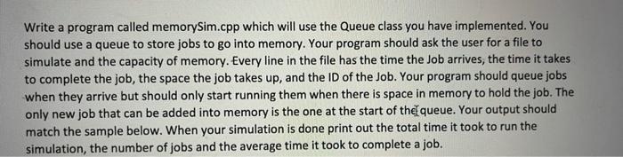 Write a program called memorySim.cpp which will use | Chegg.com