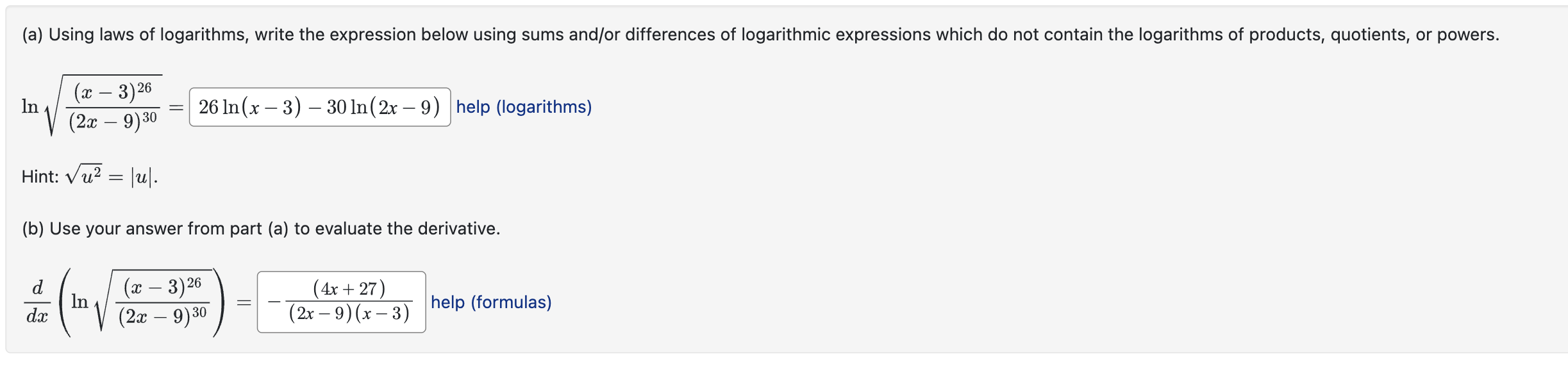 Solved (a) ﻿Using laws of logarithms, write the expression | Chegg.com