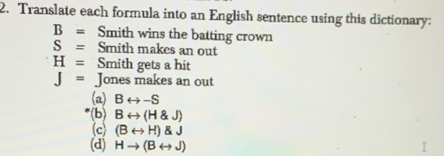 Solved Translate each formula into an English sentence using | Chegg.com