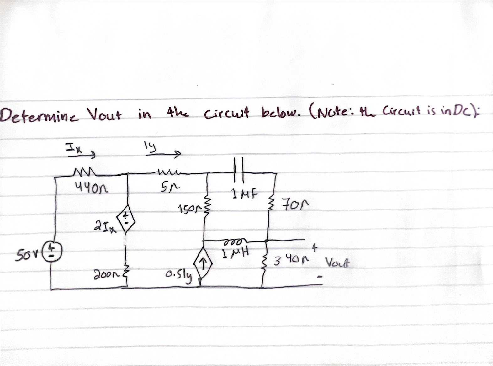 Solved Determine Vout in the circult below. (Note: th | Chegg.com