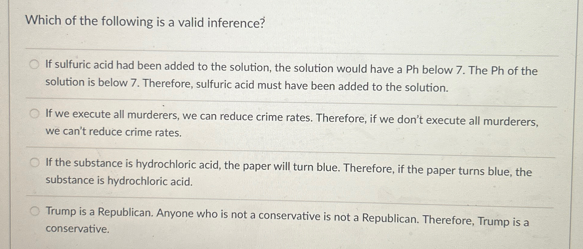 Solved Which of the following is a valid inference?If | Chegg.com