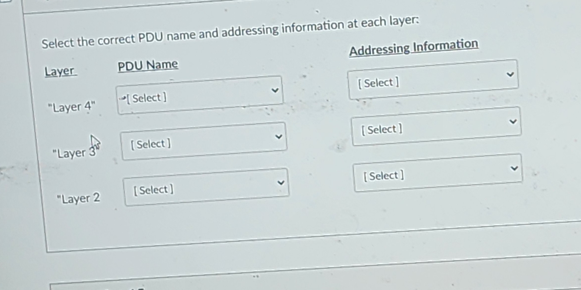 Solved Select the correct PDU name and addressing | Chegg.com