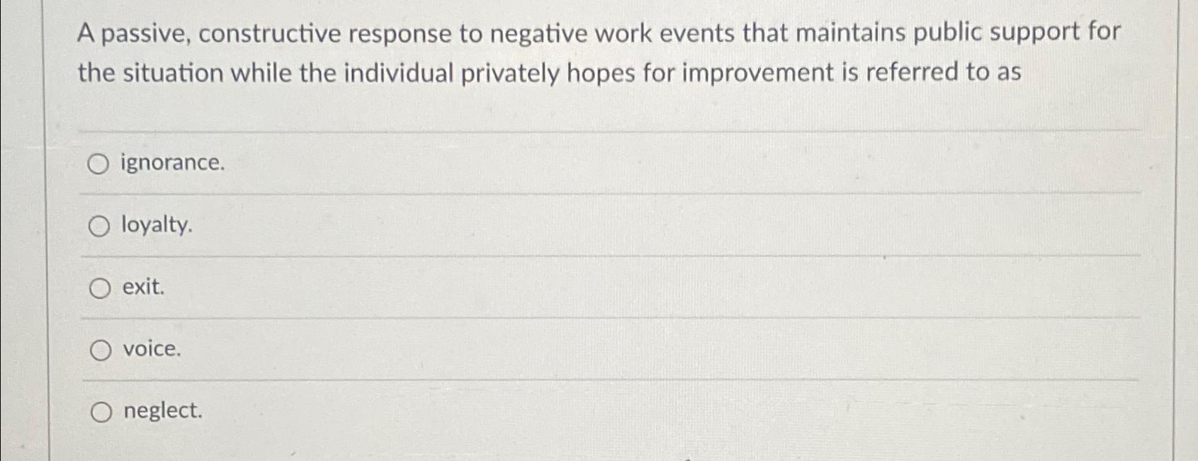 Solved A passive, constructive response to negative work | Chegg.com Solved A passive, constructive response to negative work | Chegg.com