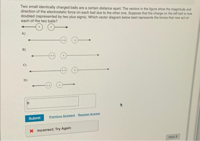 Solved Two small identically charged balls are a certain | Chegg.com