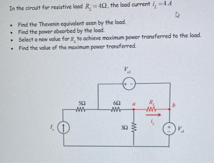 Solved In the circuit for resistive load RL=4Ω, the load | Chegg.com