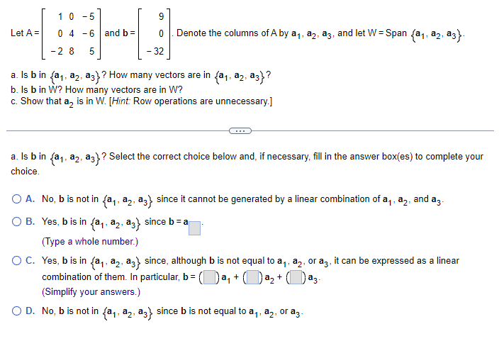 Solved Let A=[10-504-6-285] ﻿and b=[90-32]. ﻿Denote the | Chegg.com