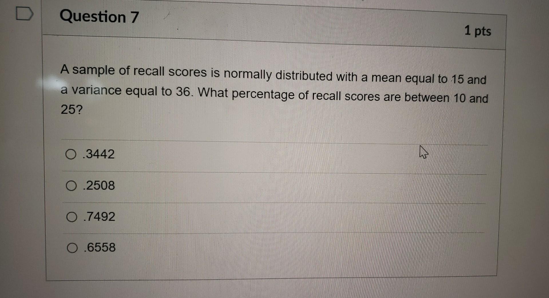 Solved A sample of recall scores is normally distributed | Chegg.com