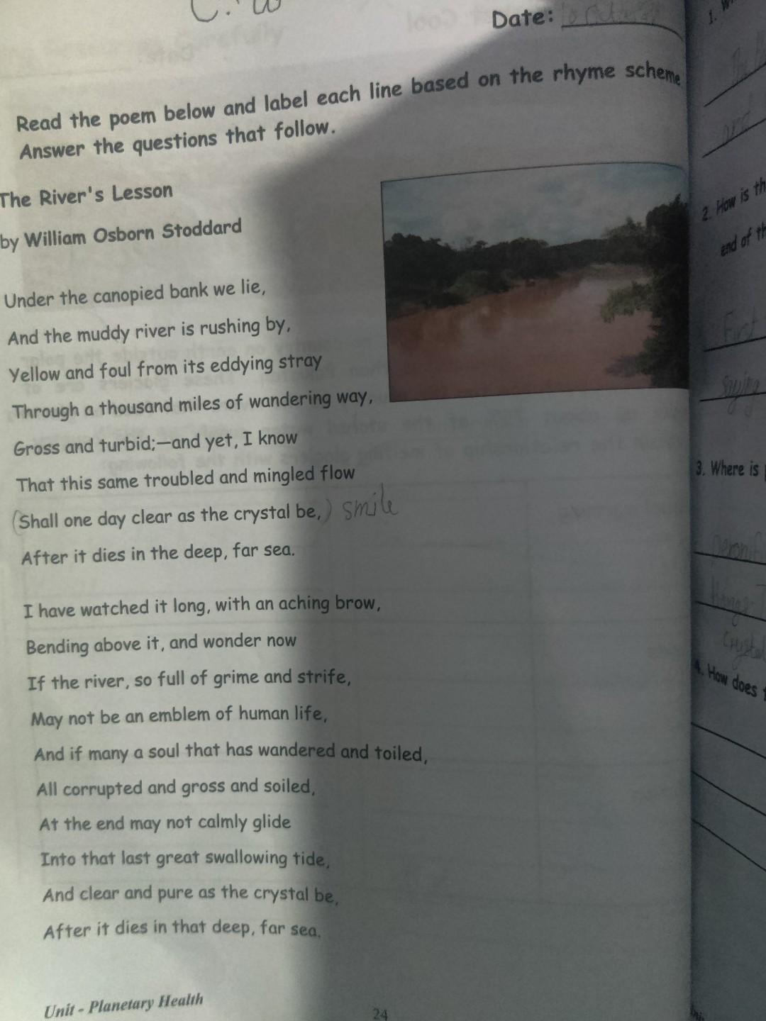 Dend the poem below and label each line based on the | Chegg.com