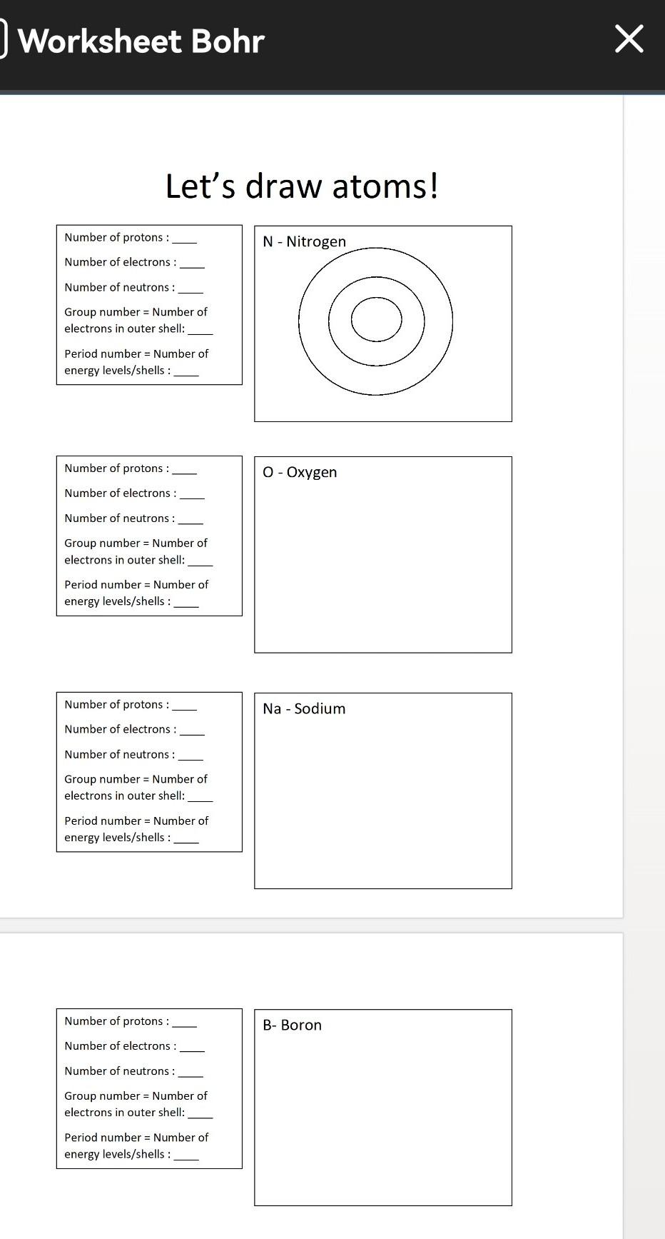 Solved Worksheet Bohr | Chegg.com