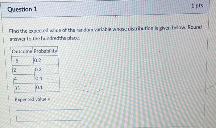 Solved Find the expected value of the random variable whose | Chegg.com