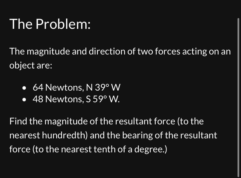 Solved The Problem The Magnitude And Direction Of Two Forces