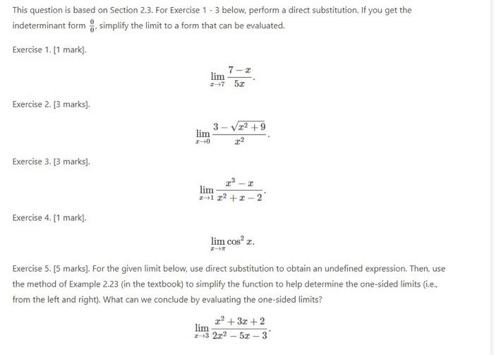 Solved This question is based on Section 2.3. For Exercise | Chegg.com