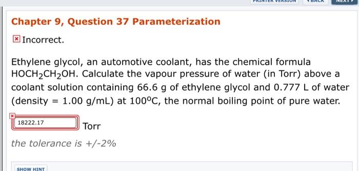 Solved Chapter 9 Question 37 Parameterization Incorrect