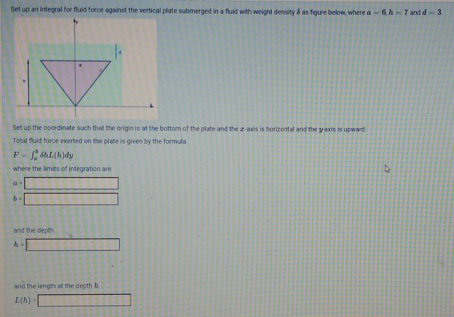 Solved Set up an integral for fluid force against the | Chegg.com