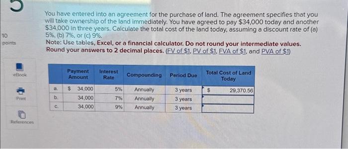 Solved You have entered into an agreement for the purchase | Chegg.com
