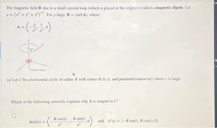 Solved The magnetic field B due to a small current loop | Chegg.com