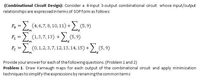 Solved (Combinational Circuit Design): Consider a 4-input | Chegg.com
