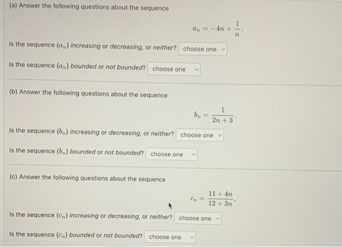 Solved (a) Answer the following questions about the sequence | Chegg.com
