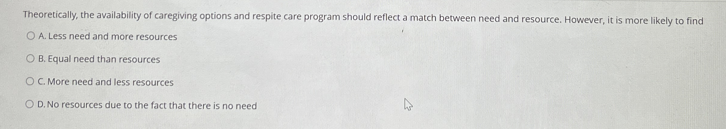 Solved Theoretically, the availability of caregiving options | Chegg.com