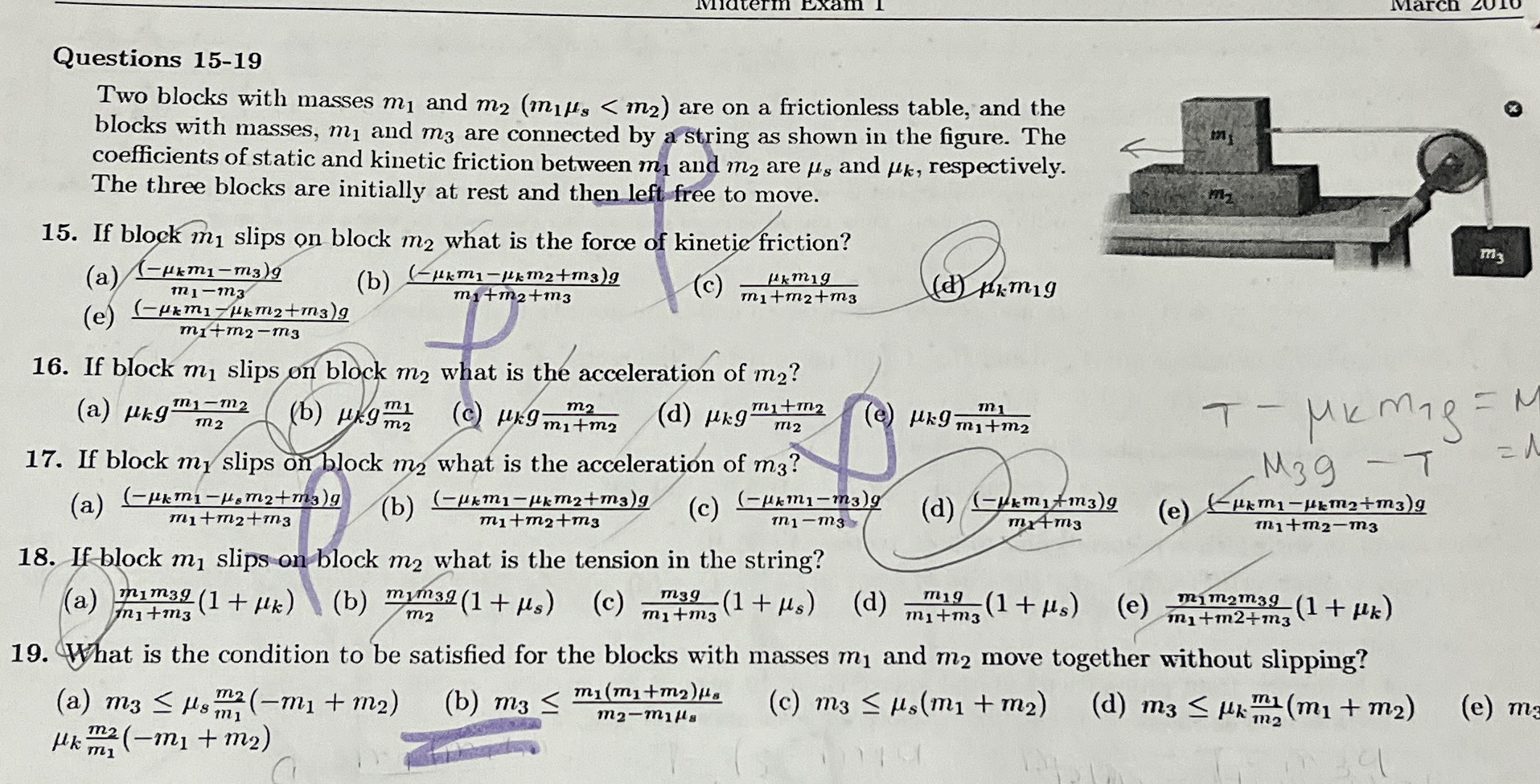 Solved Questions 15-19Two blocks with masses m1 ﻿and | Chegg.com