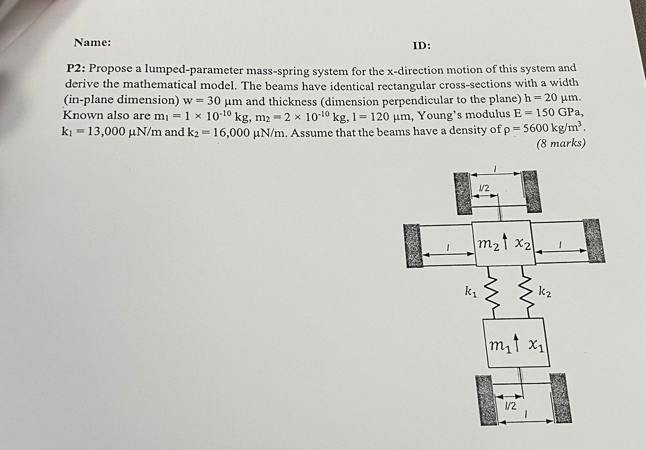 Solved P2: Propose a lumped-parameter mass-spring system for | Chegg.com