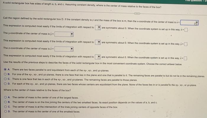 Solved quunone A solid rectangular box has sides of length | Chegg.com