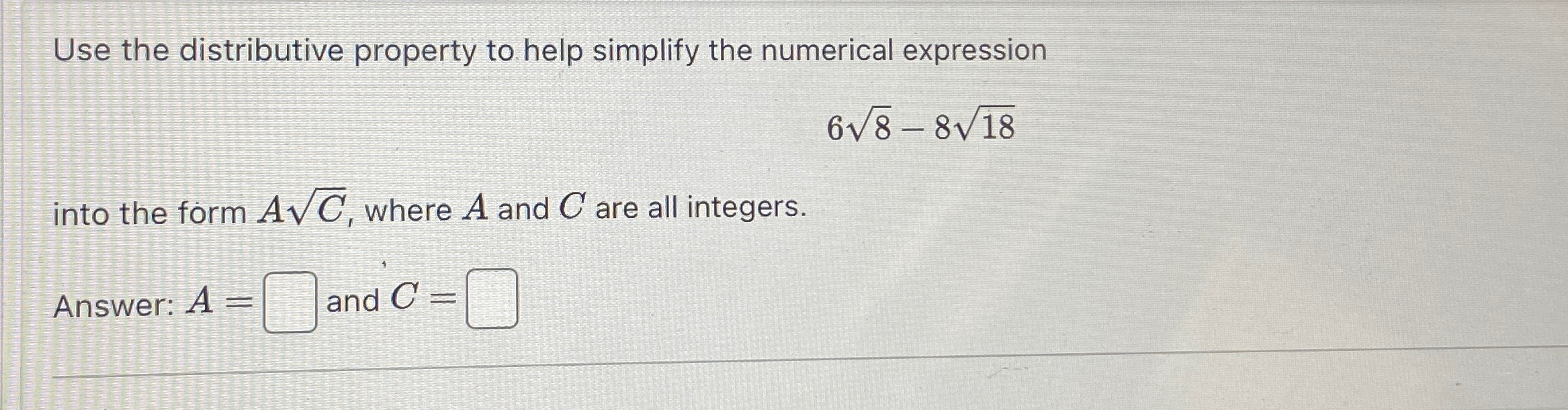 Solved Use the distributive property to help simplify the | Chegg.com