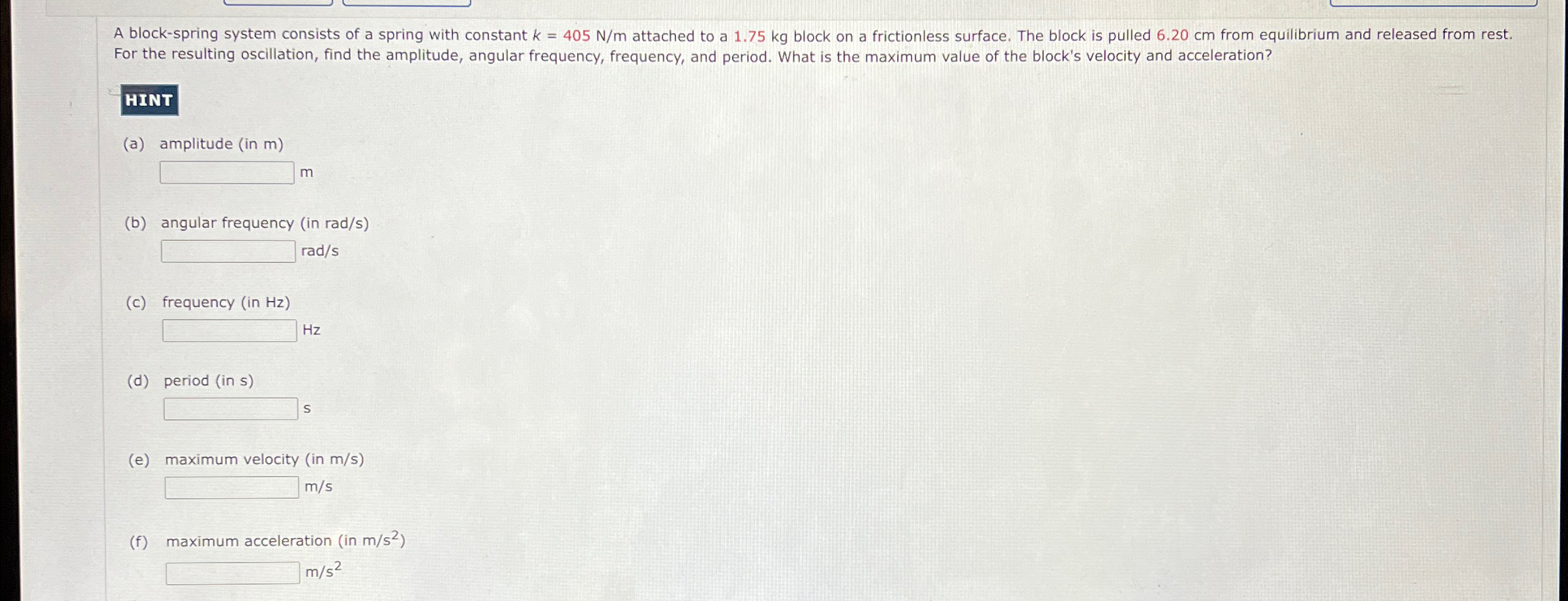 Solved For the resulting oscillation, find the amplitude, | Chegg.com