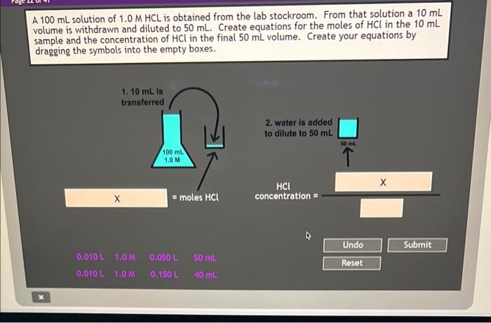 Solved A 100 mL solution of 1.0MHCL is obtained from the lab | Chegg.com