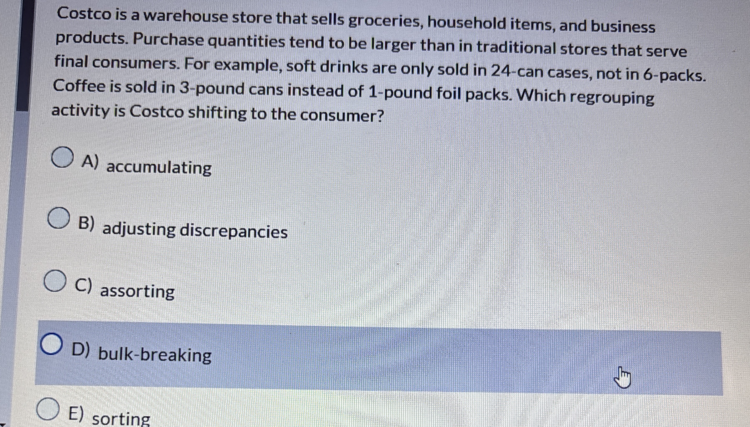 Solved Costco is a warehouse store that sells groceries, | Chegg.com