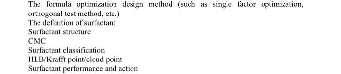 Solved The formula optimization design method (such as | Chegg.com
