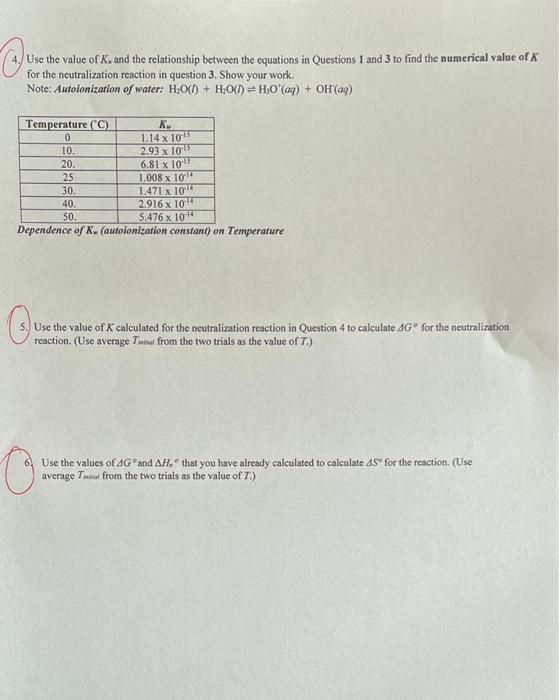 Solved 4. Use the value of Kv and the relationship between | Chegg.com