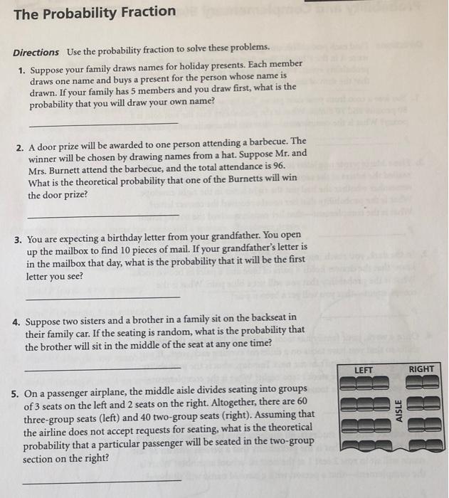 Solved The Probability Fraction Directions Use the | Chegg.com