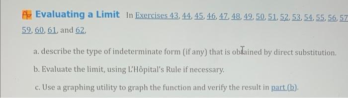 Solved Evaluating a Limit In Exercises | Chegg.com