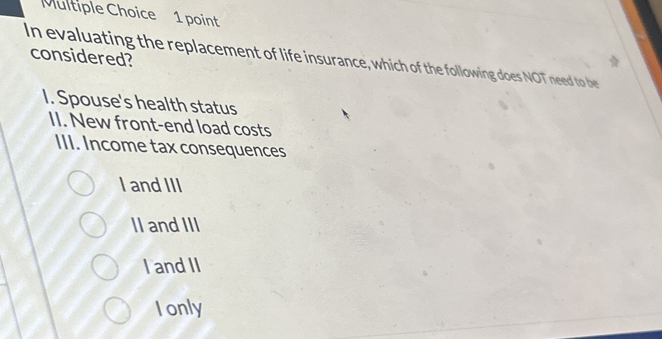 Solved Multiple Choice1 ﻿pointIn evaluating the replacement | Chegg.com