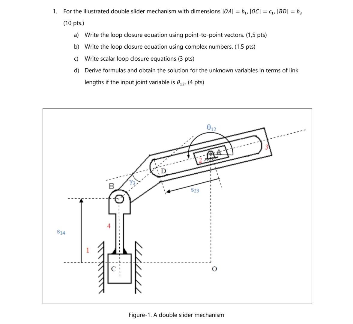 Solved 1. For the illustrated double slider mechanism with | Chegg.com