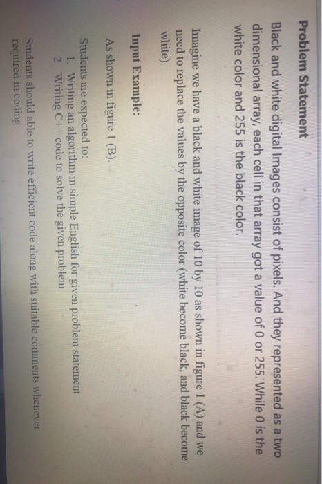 Solved Problem Statement Black and white digital Images | Chegg.com
