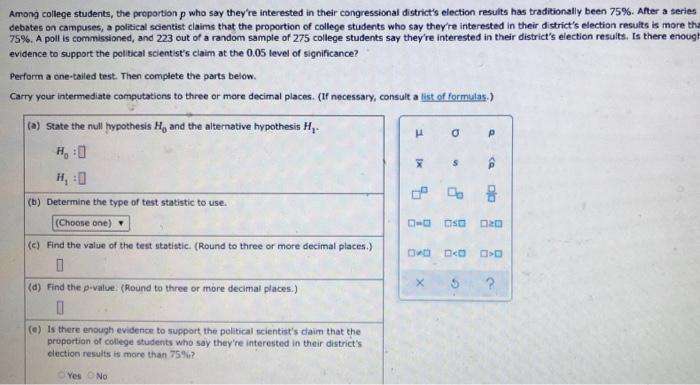 Solved Among college students, the proportion p who say | Chegg.com