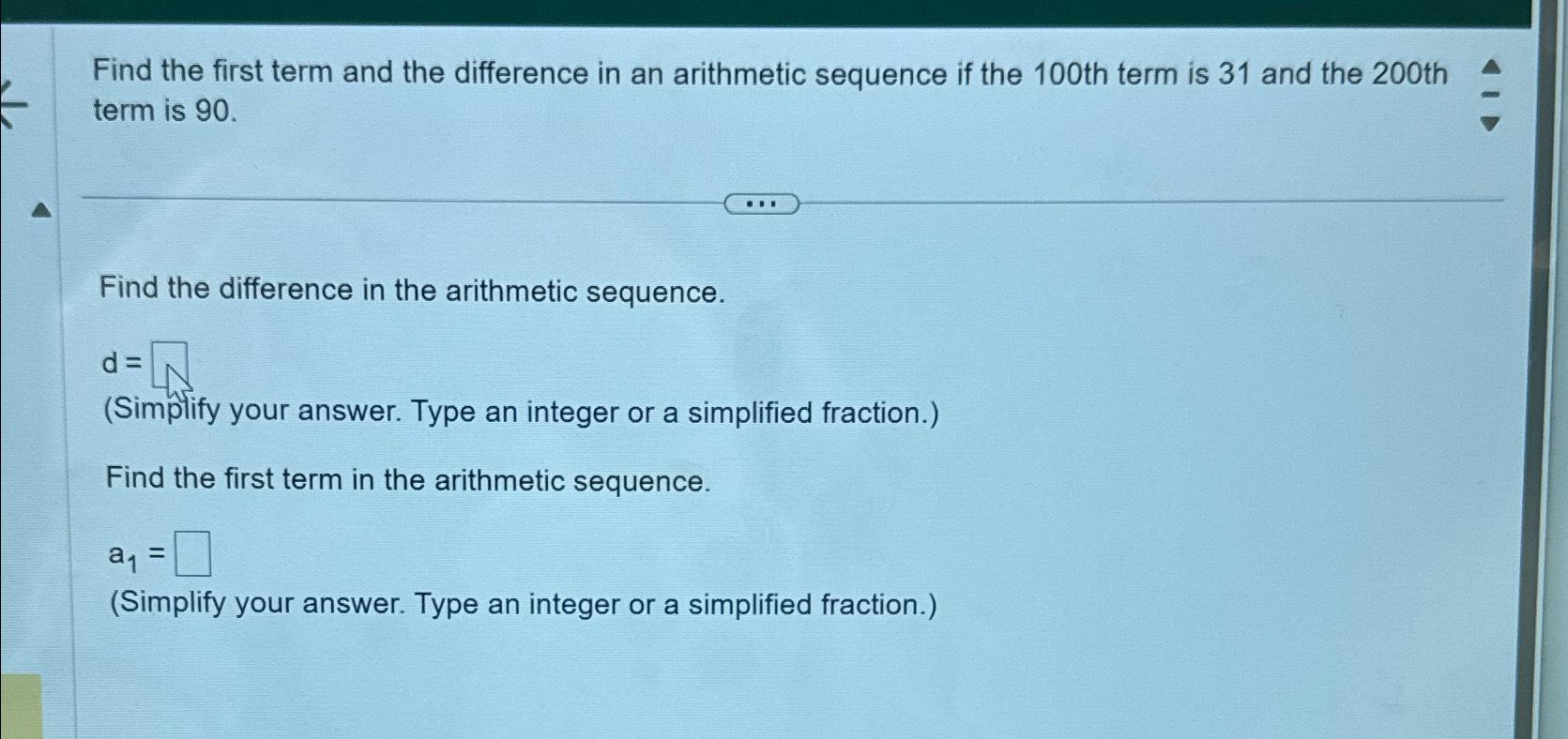 Solved Find the first term and the difference in an | Chegg.com