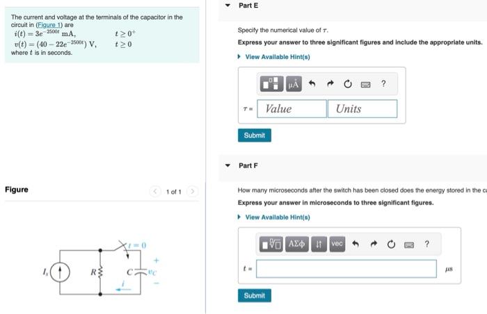 Solved The current and voltage at the terminals of the | Chegg.com