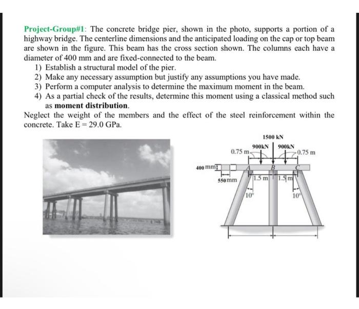 Solved Project-Group\#1: The concrete bridge pier, shown in | Chegg.com