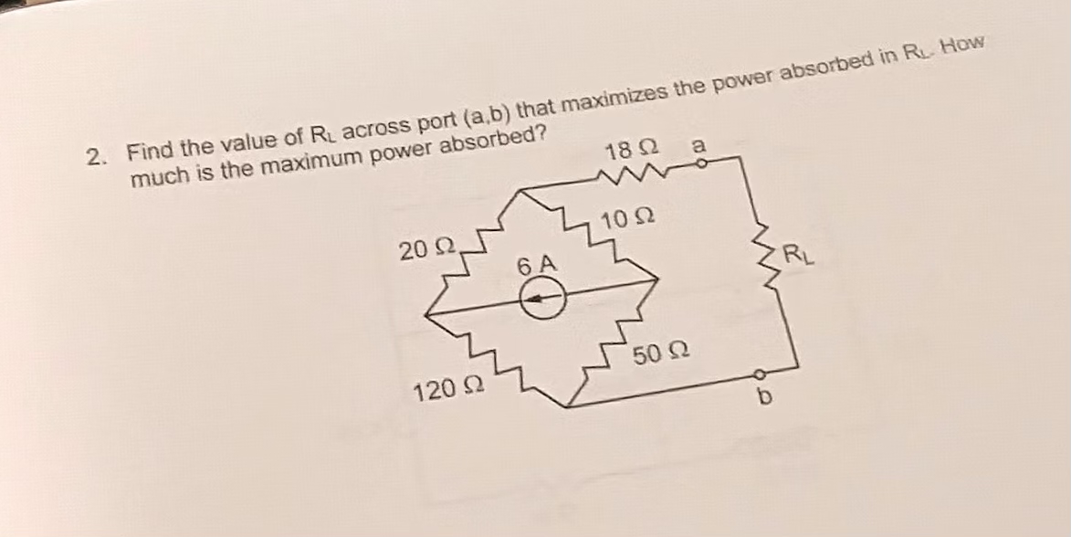 Solved Find the value of RL ﻿across port (a,b) ﻿that | Chegg.com