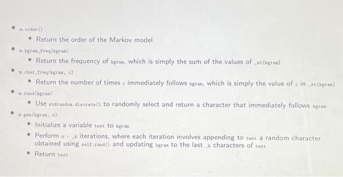 Solved Problem 1. (Markov Model Data Type) Hints: • Instance | Chegg.com