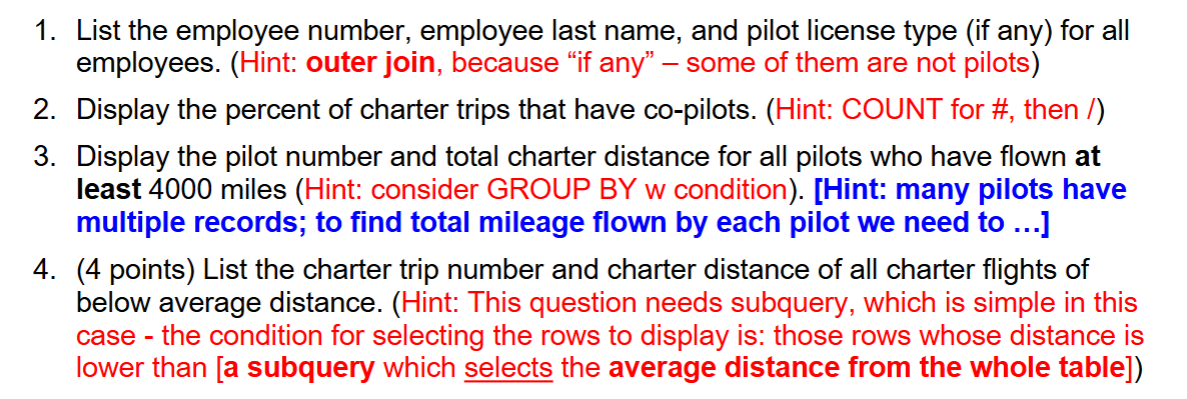 Solved Please create and execute SQL queries to complete the | Chegg.com