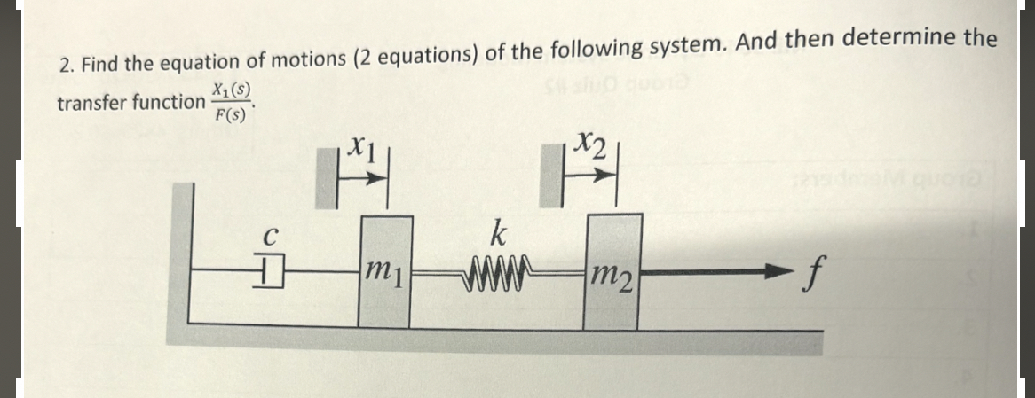 Solved Find the equation of motions ( 2 ﻿equations) ﻿of the | Chegg.com