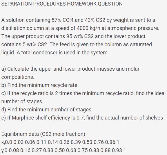 Solved SEPARATION PROCEDURES HOMEWORK QUESTIONA solution | Chegg.com